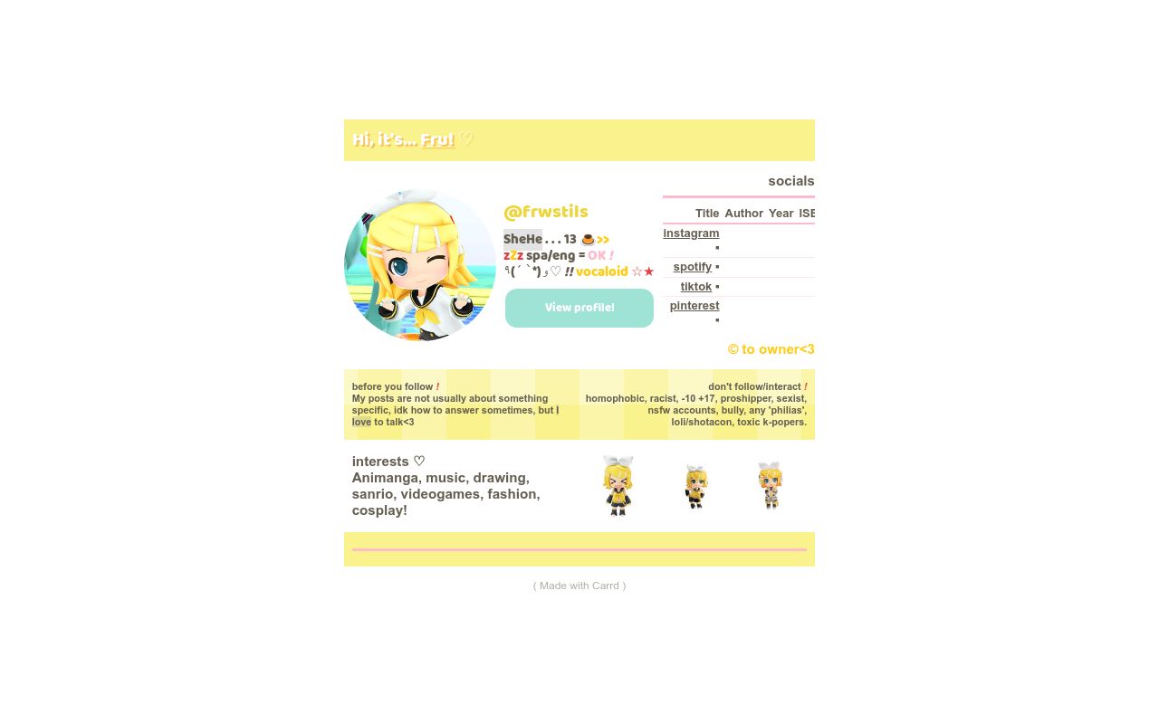 Fru carrd! (ㅅ´ ˘ `) ♡